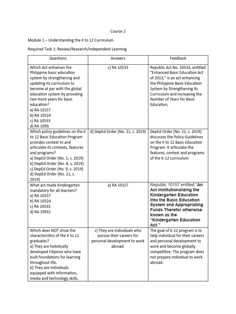 TIP Answer Course 2 | PDF | Curriculum | Learning