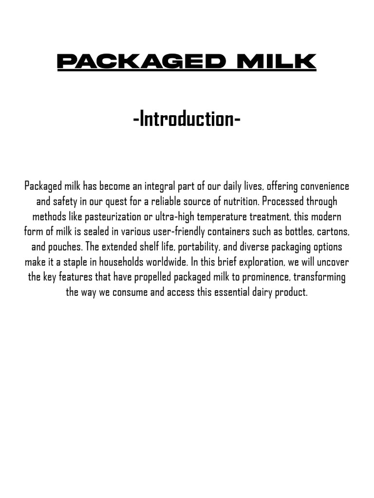 Packaged Milk - Business Studies File | PDF | Milk | Packaging And Labeling