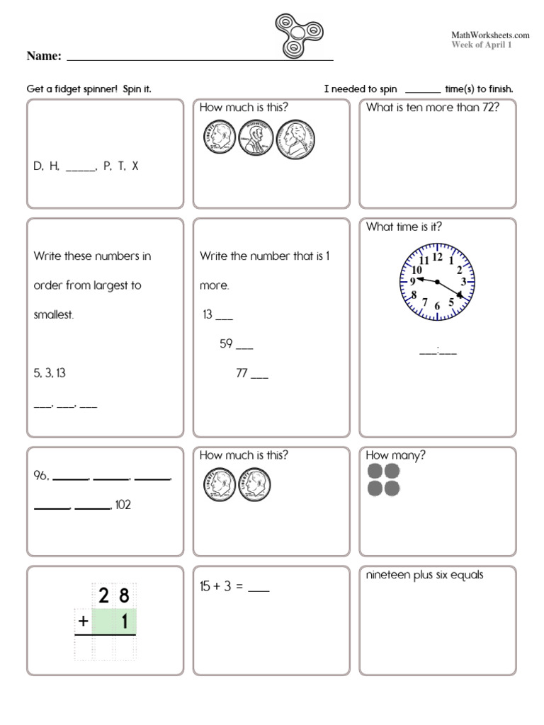 MathWorksheetsGrade2 4 1 | PDF