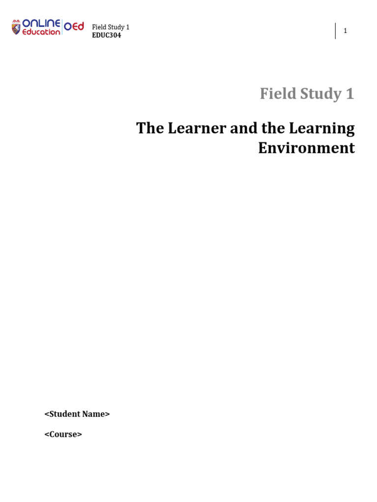 Field Study 1: Learning Environment Analysis | PDF | Learning | Classroom