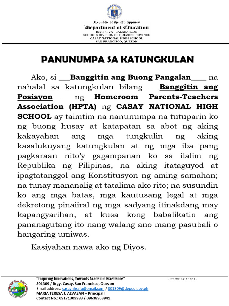 Panunumpa Sa Katungkulan | PDF