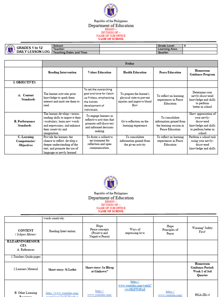 DLL Catch Up Friday Grade 5 Feb 2 | PDF