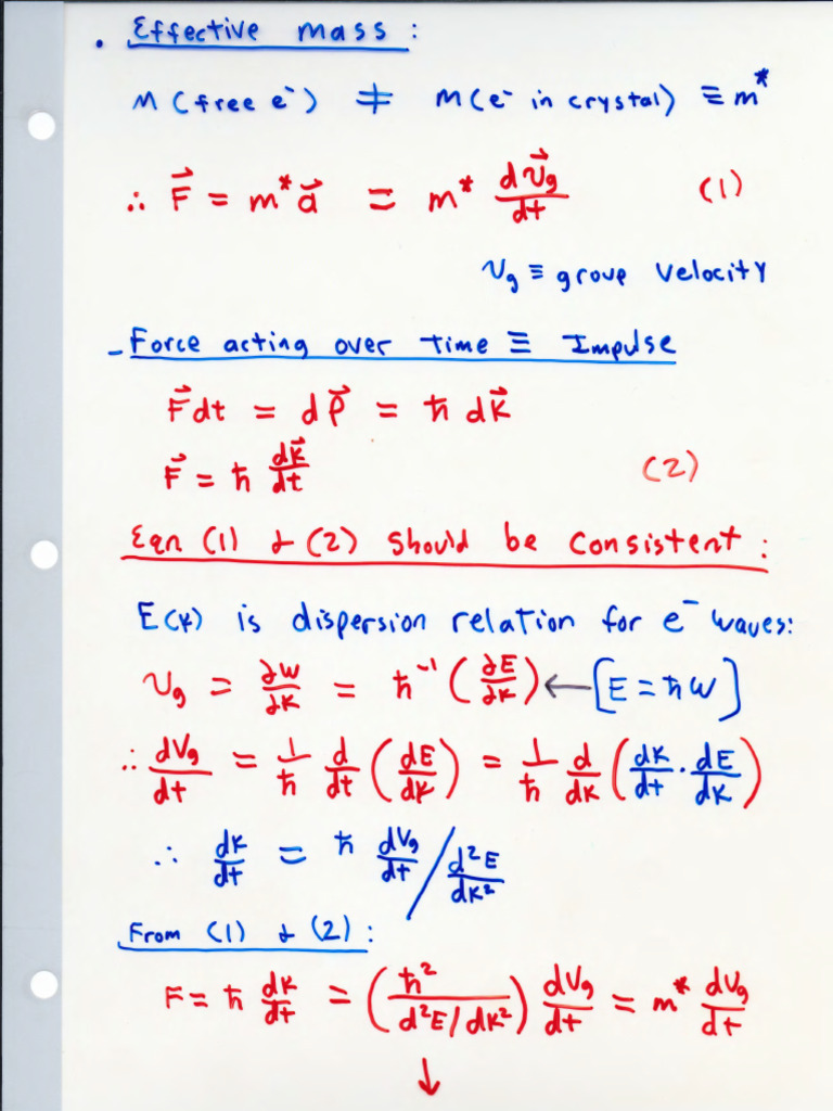 Chapter 3 Notes #4 Effective Mass and K-Space | PDF