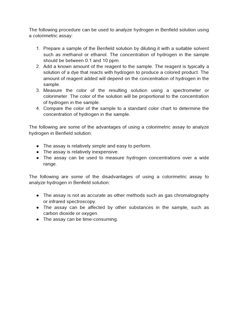 How To Analize H2 in Benfield Solution | PDF