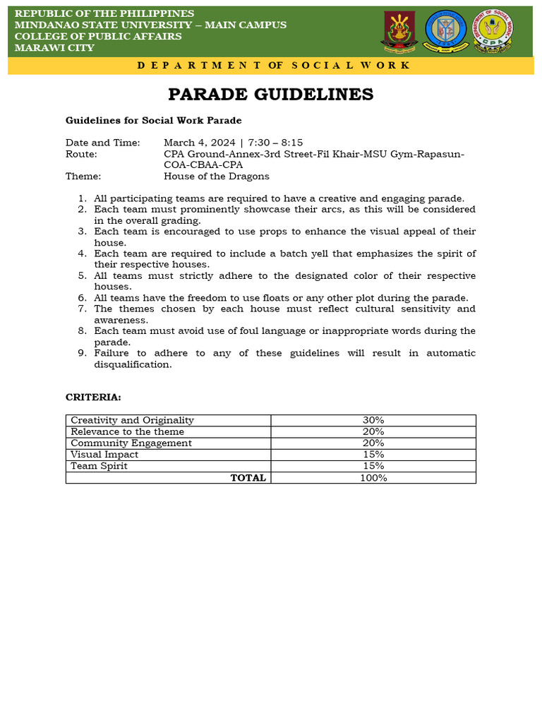 Social Work Week Event Guidelines | PDF | Comedy | Entertainment