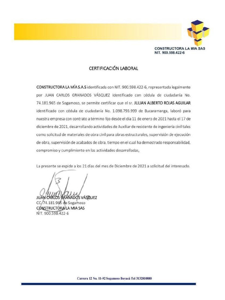 Certificado Constructora | PDF