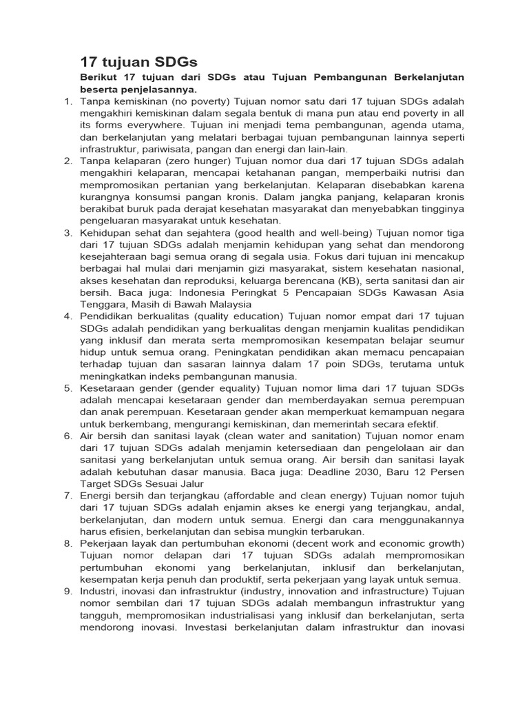 17 Tujuan SDGs | PDF