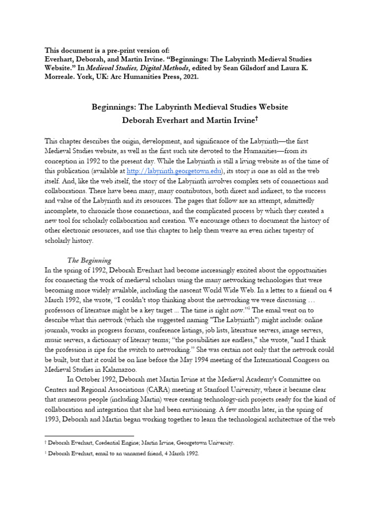 Everhart-Irvine-Labyrinth History-Prepub | PDF | World Wide Web ...