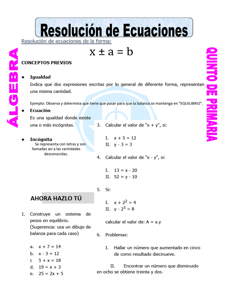 5to Matematica Ecuaciones e Inecuaciones | PDF | Ecuaciones | Matemáticas