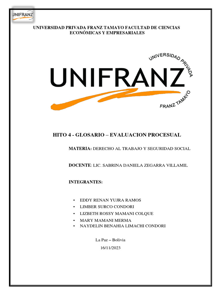 Glosario Hito 4 - Ev. Procesual - Grupo 6 | PDF | Derecho laboral | Sindicato