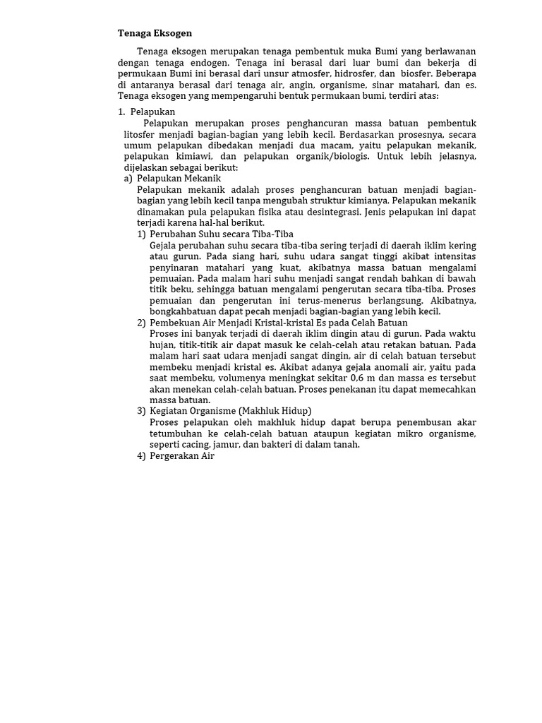 Proses Tenaga Eksogen Pembentuk Bumi | PDF
