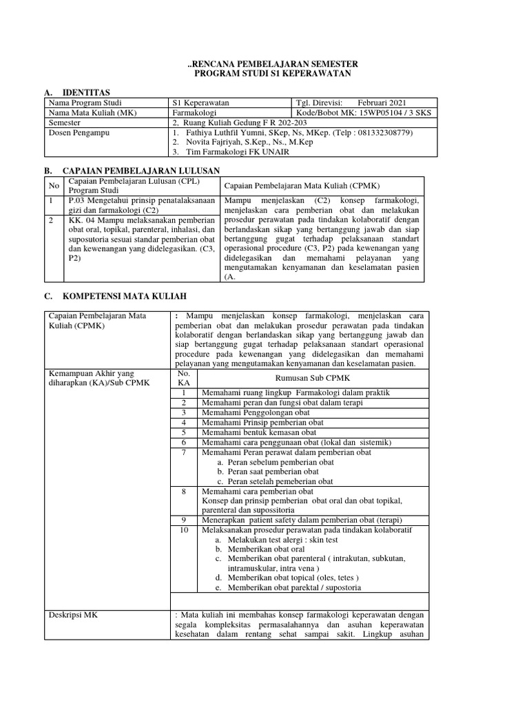 SMT 2 - 6. RPS Farmakologi | PDF