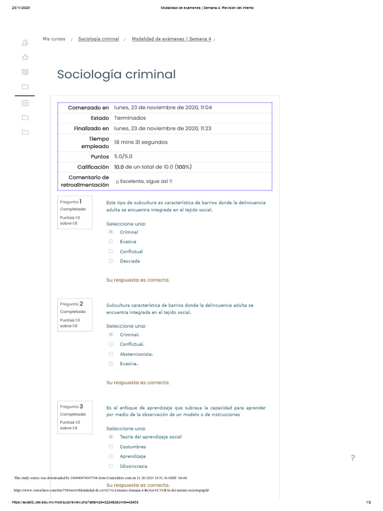 Modalidad de Ex Menes Semana 4 Revisi N Del Intento Sociologia PDF | PDF | Aprendizaje ...