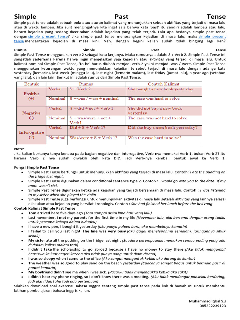 Simple Past Tense | PDF