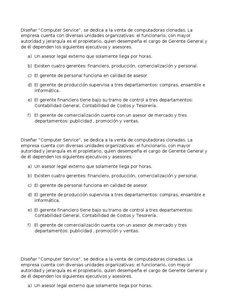 Estructura Organizativa de Computer Service | PDF