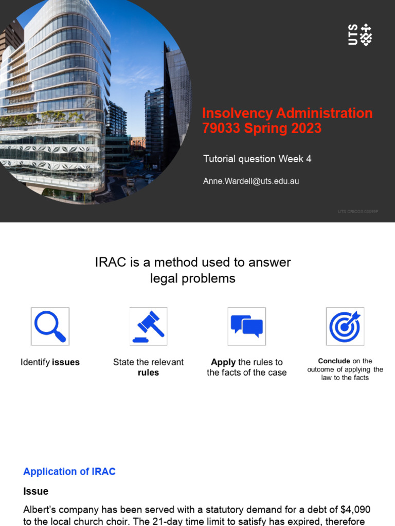 Insolvency Administration Tutorial Question Week 4 | PDF | Liquidation | Private Law