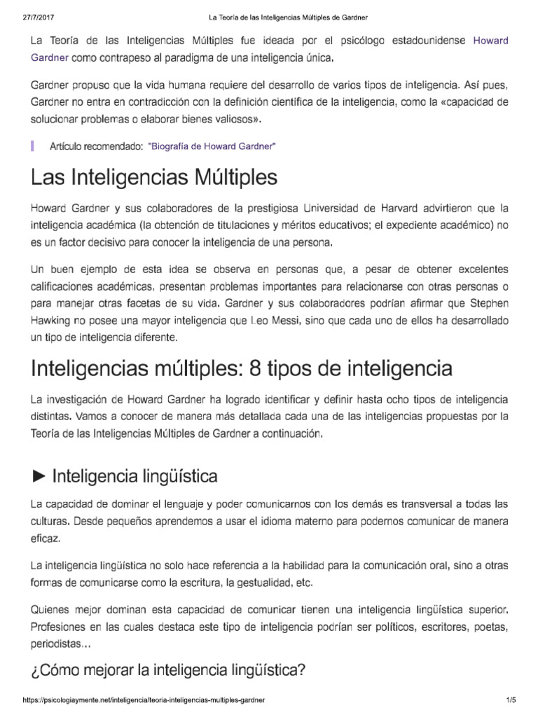 Inteligencias Multiples | PDF