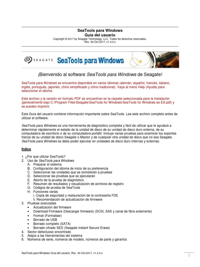 SeaTools For Windows - es-ES | PDF | Archivo de computadora | Software