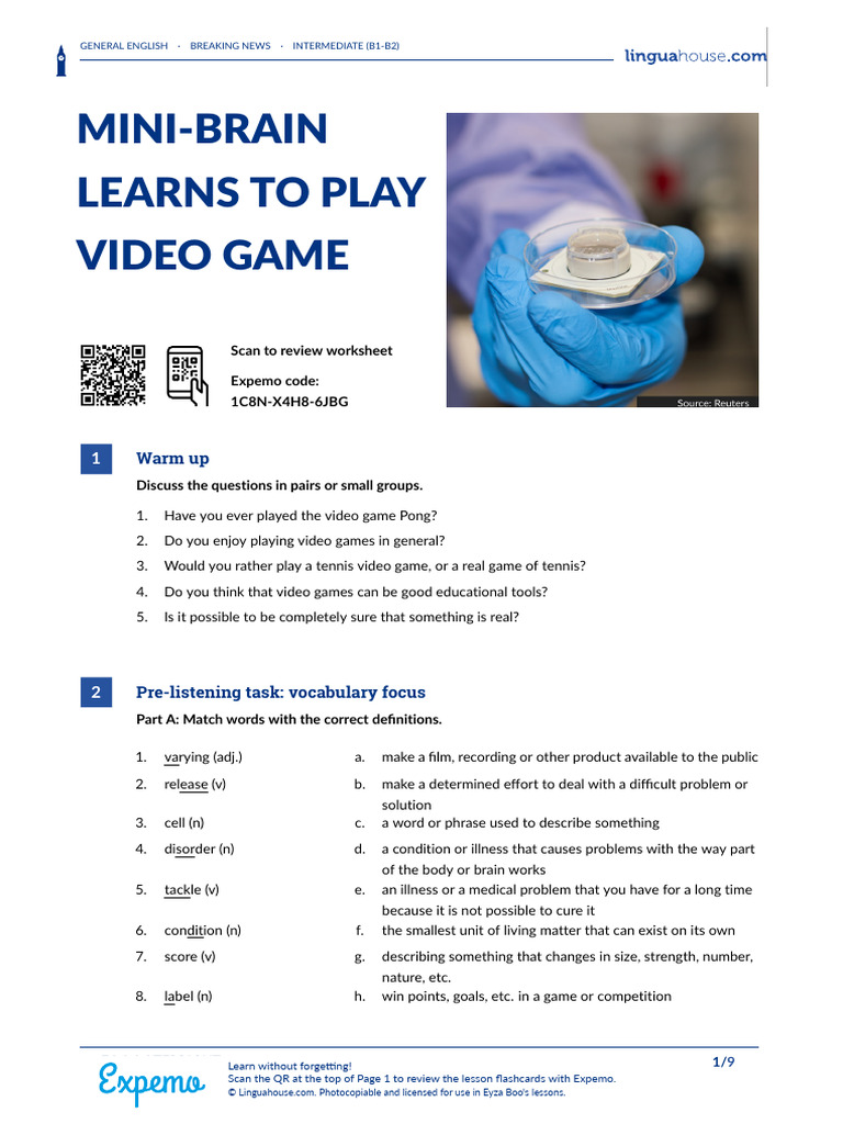Mini Brain Learns To Play Video Game British English Student | PDF ...