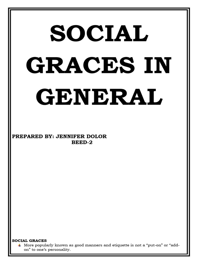 Social Graces in General | PDF | Food And Drink | Cuisine