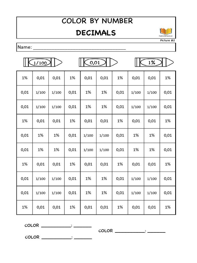 Color by Number: Decimals | PDF