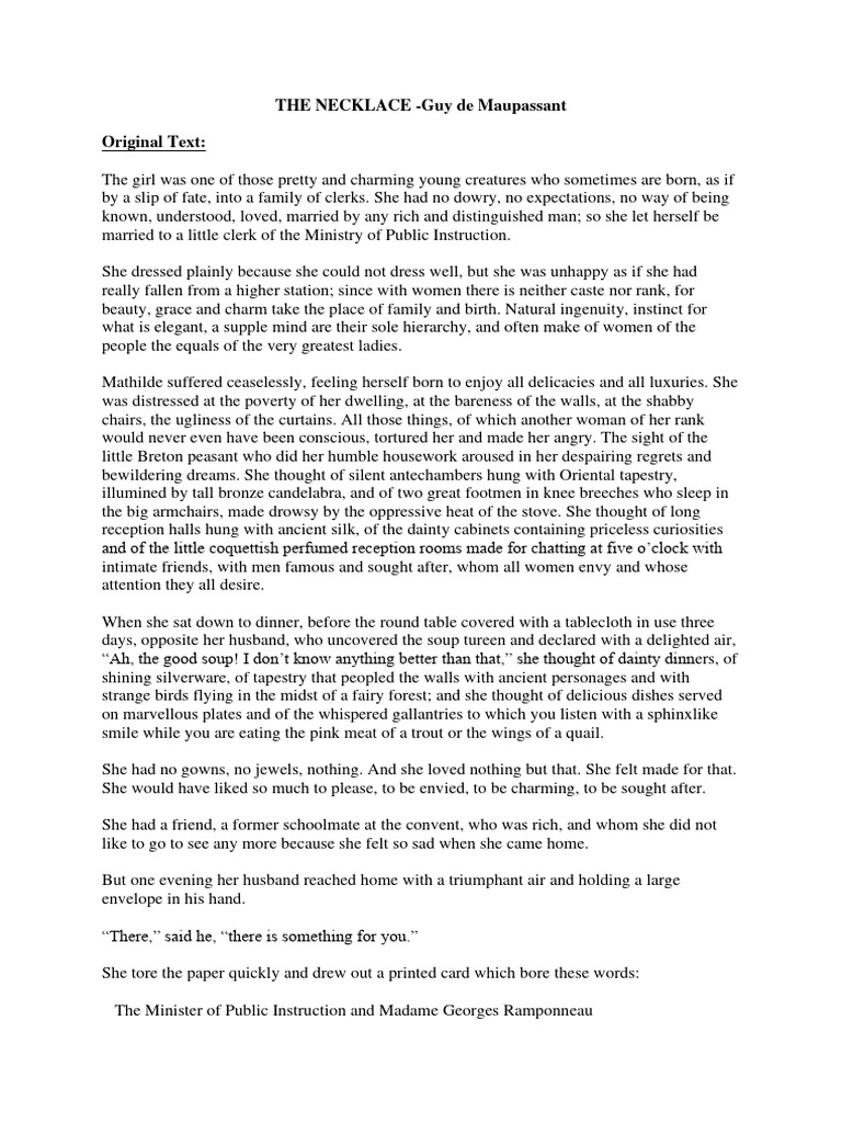 The Necklace Text OUxBElQv2n | PDF | Mystery, Thriller & Crime Fiction ...