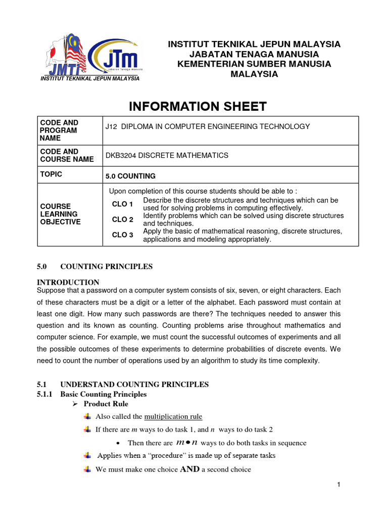 Bab 5 Counting | PDF | Discrete Mathematics | Permutation