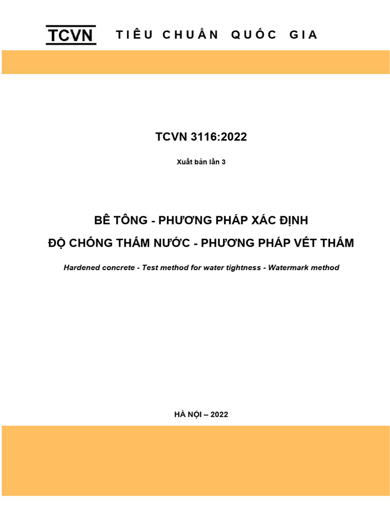 Tieu Chuan Viet Nam TCVN 3116 2022 Bo Khoa Hoc Va Cong Nghe | PDF