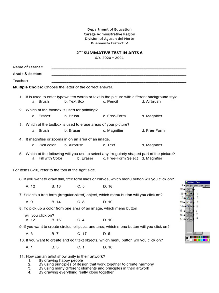 2nd Summative Test in Arts 6 | PDF | Logos | Computer Hardware