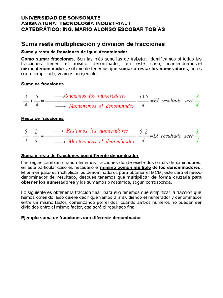 Operaciones con Fracciones Simplificadas | PDF | Multiplicación | Notación Matemática