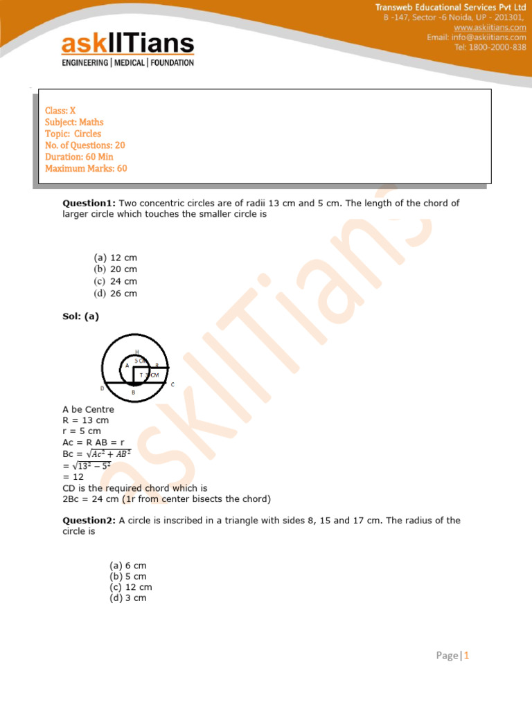Math-Circles | PDF | Circle | Perpendicular