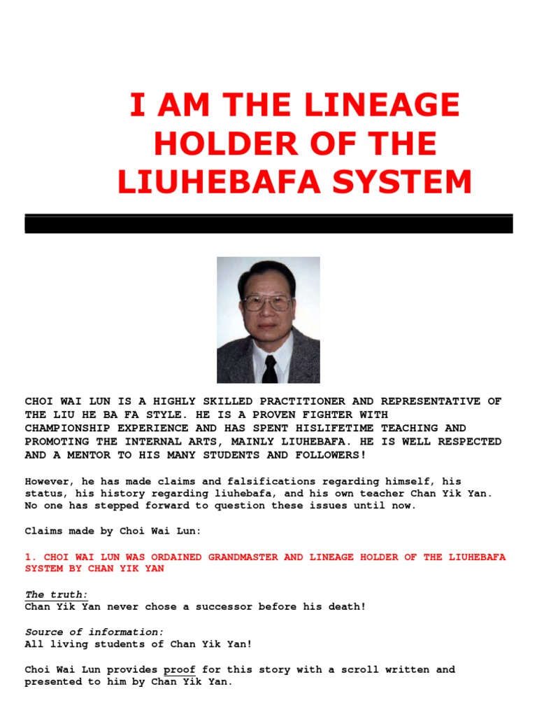 Lineage Holder of Liuhebafa | PDF