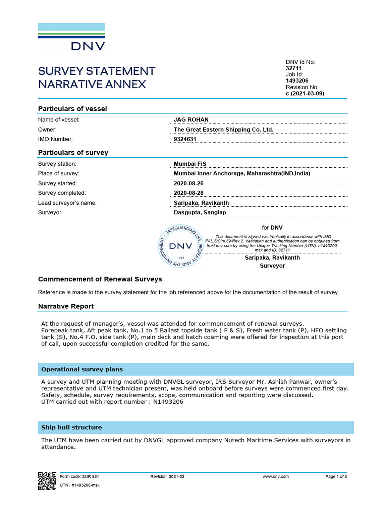 - Survey Statement - Narrative Annex | PDF | Watercraft | Water Transport