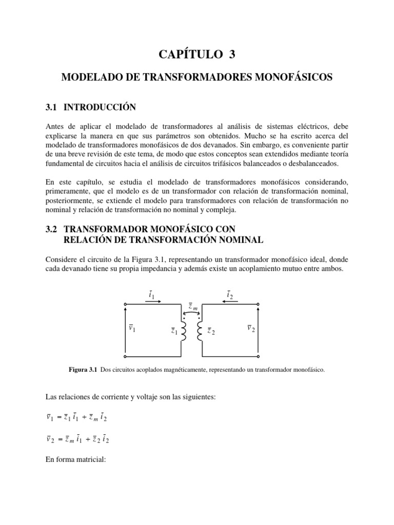CAPITULO 3 - TRANSFORMADORES MONOFASICOS - Octubre de 2013 | PDF | Transformador | Electricidad