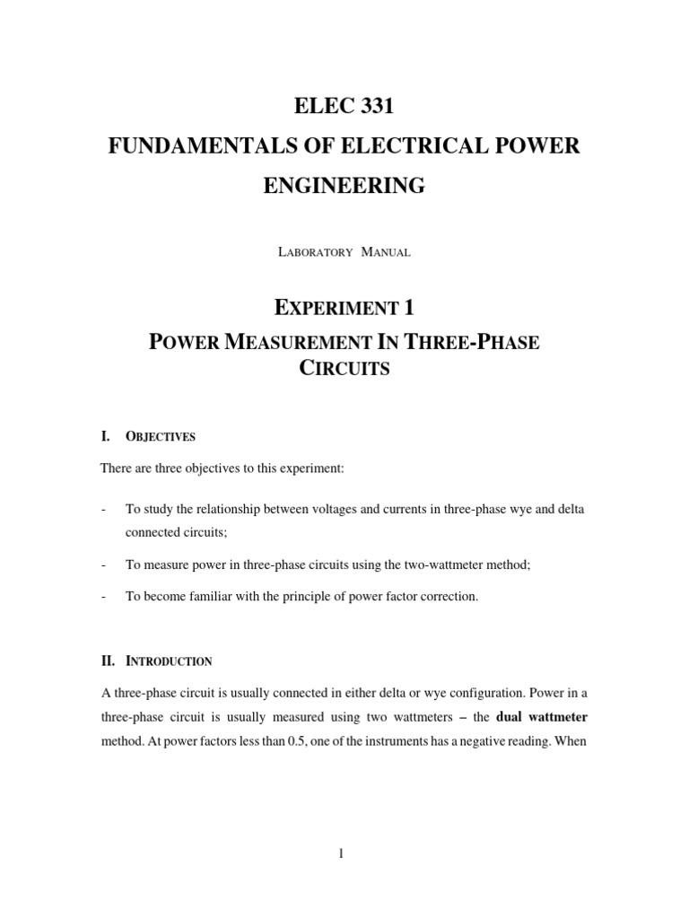 Power Measurement in Three-Phase Circuits | PDF | Electrical Impedance | Materials Science