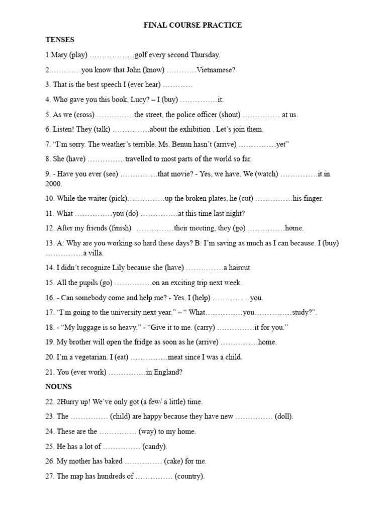 English Grammar Practice Pdf Sports Recreation Home Garden