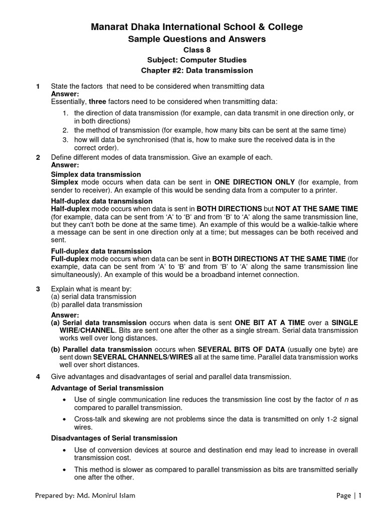 Class 8 - LQA On Chapter #2 | PDF | Usb | Duplex (Telecommunications)