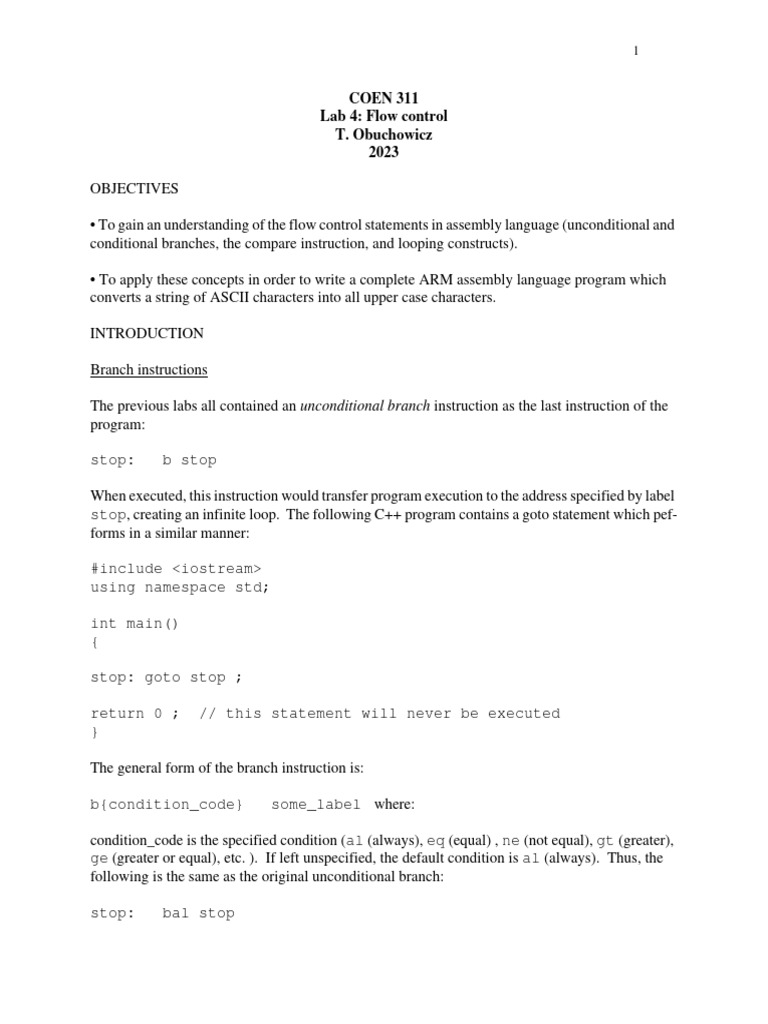 Lab 4 | PDF | Control Flow | Computing