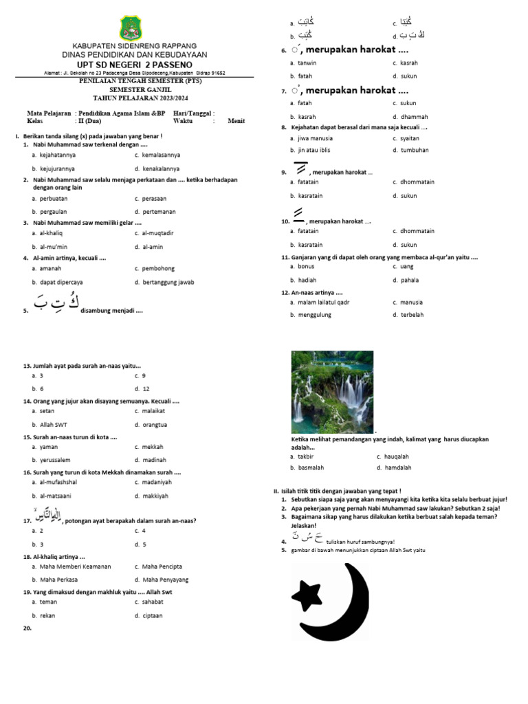 Soal PTS Pai Kelas 2 - 1 | PDF