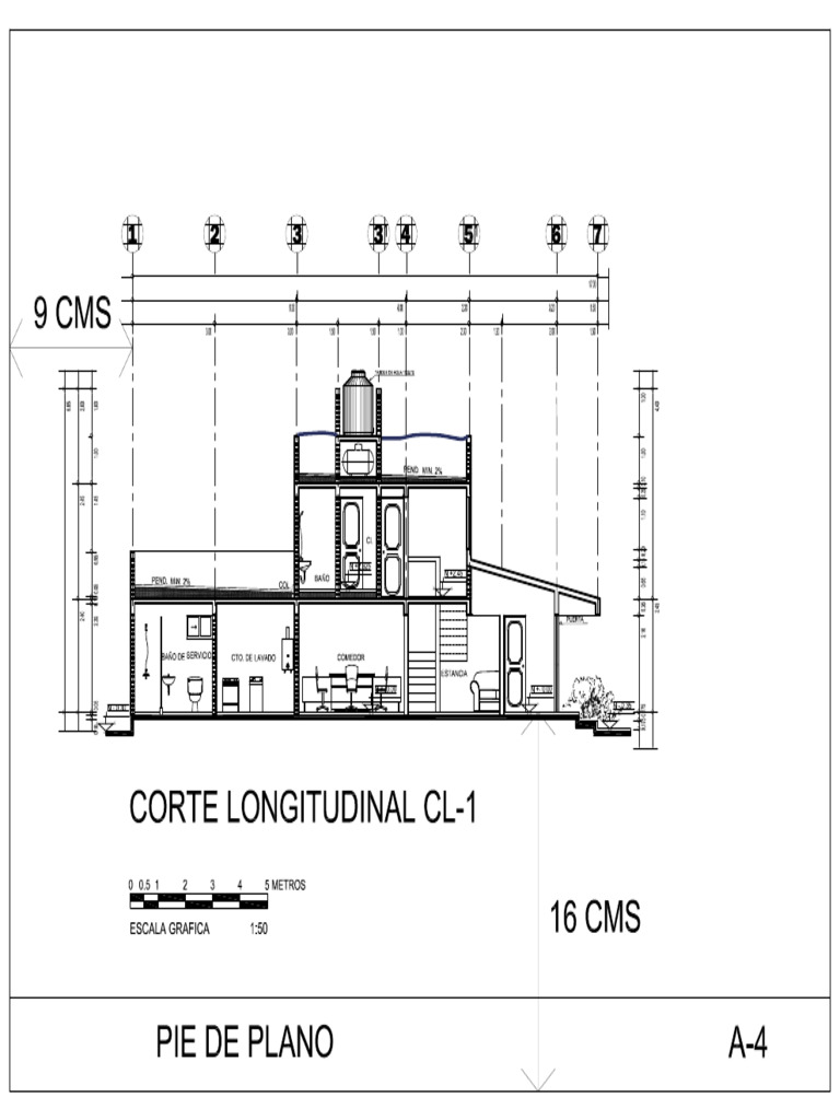 Casa Habitacion Corte Longitudinal | PDF