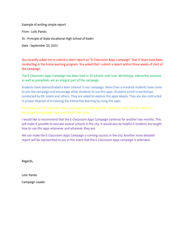 Example of Writing Simple Report | PDF