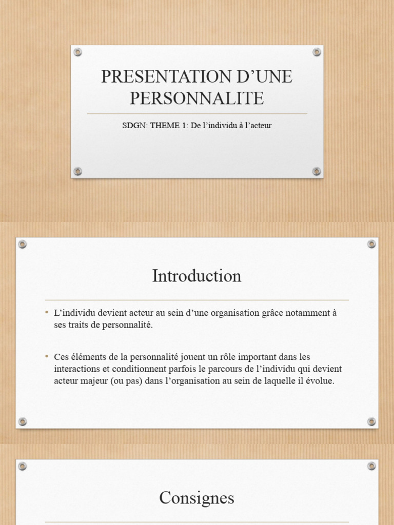 Presentation D-Une Personnalite | PDF