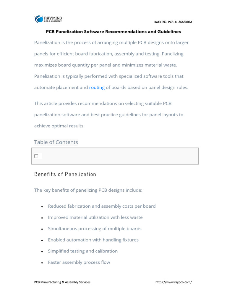 PCB Panelization Software Recommendations and Guidelines | PDF ...