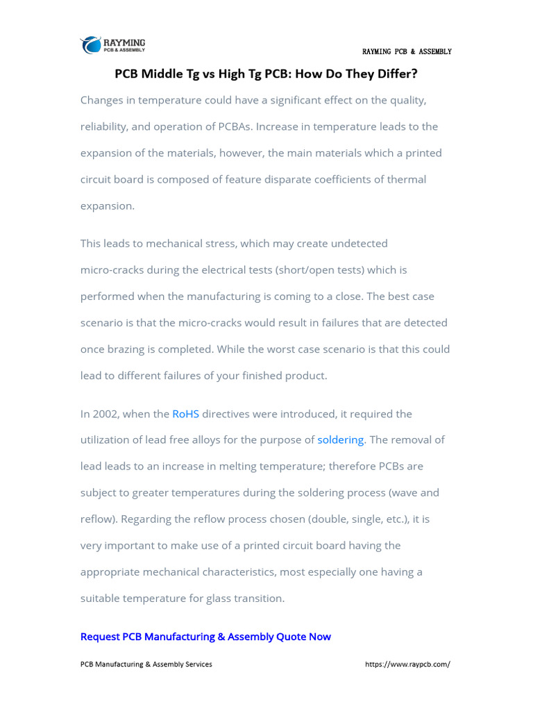 PCB Middle TG Vs High TG PCB How Do They Differ | PDF | Printed Circuit Board | Glasses