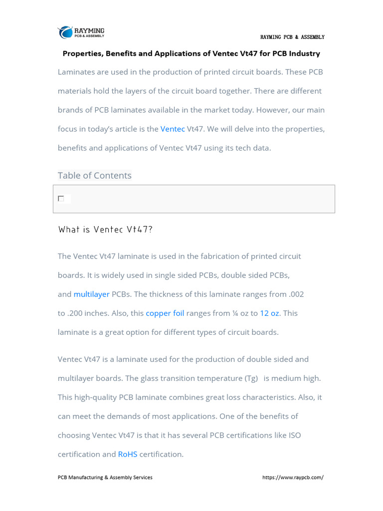 Properties, Benefits and Applications of Ventec Vt47 For PCB Industry ...