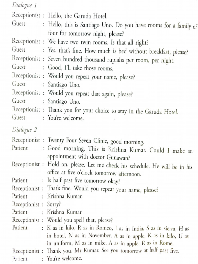 Example of Dialogue-Reservation | PDF