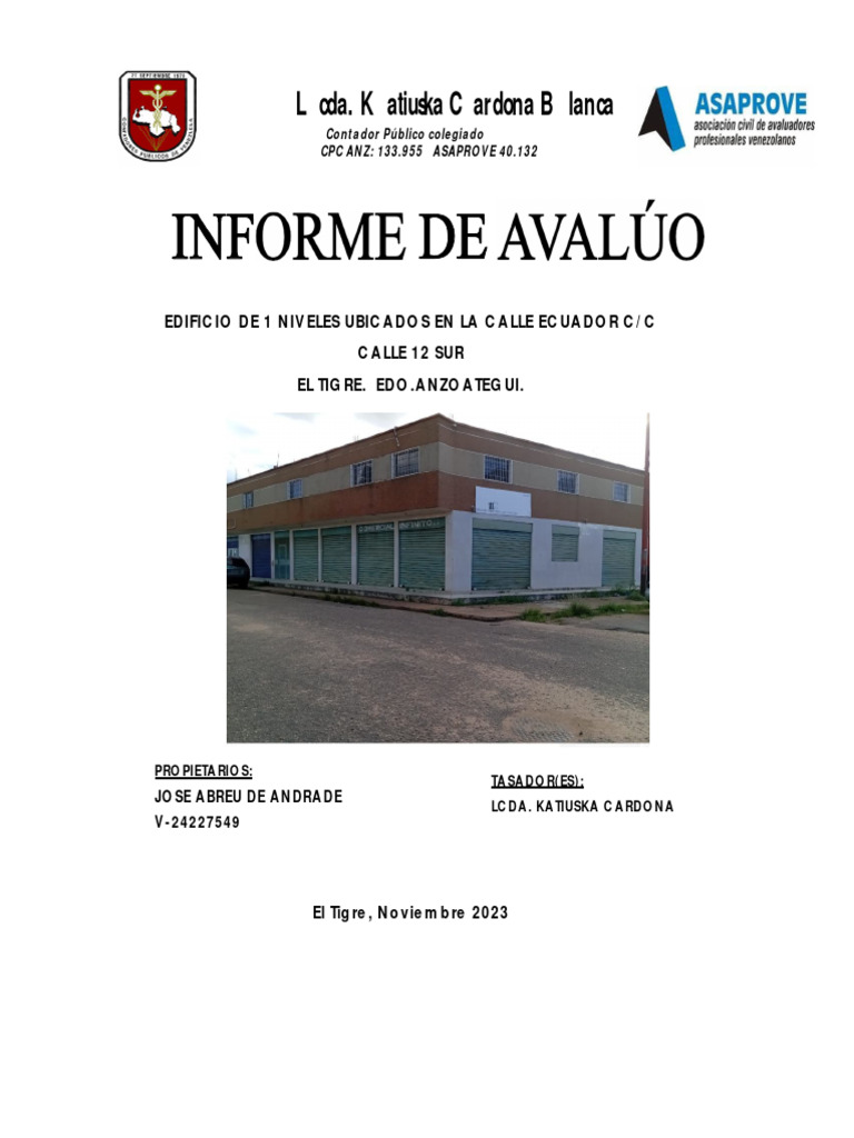 Avaluo Edificio Andrade | PDF | Valoración (Finanzas)