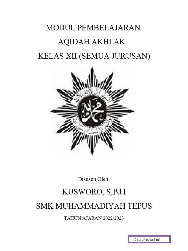 Modul Pembelajaran Kelas Xii (Mapel Aqidah-Akhlak) | PDF