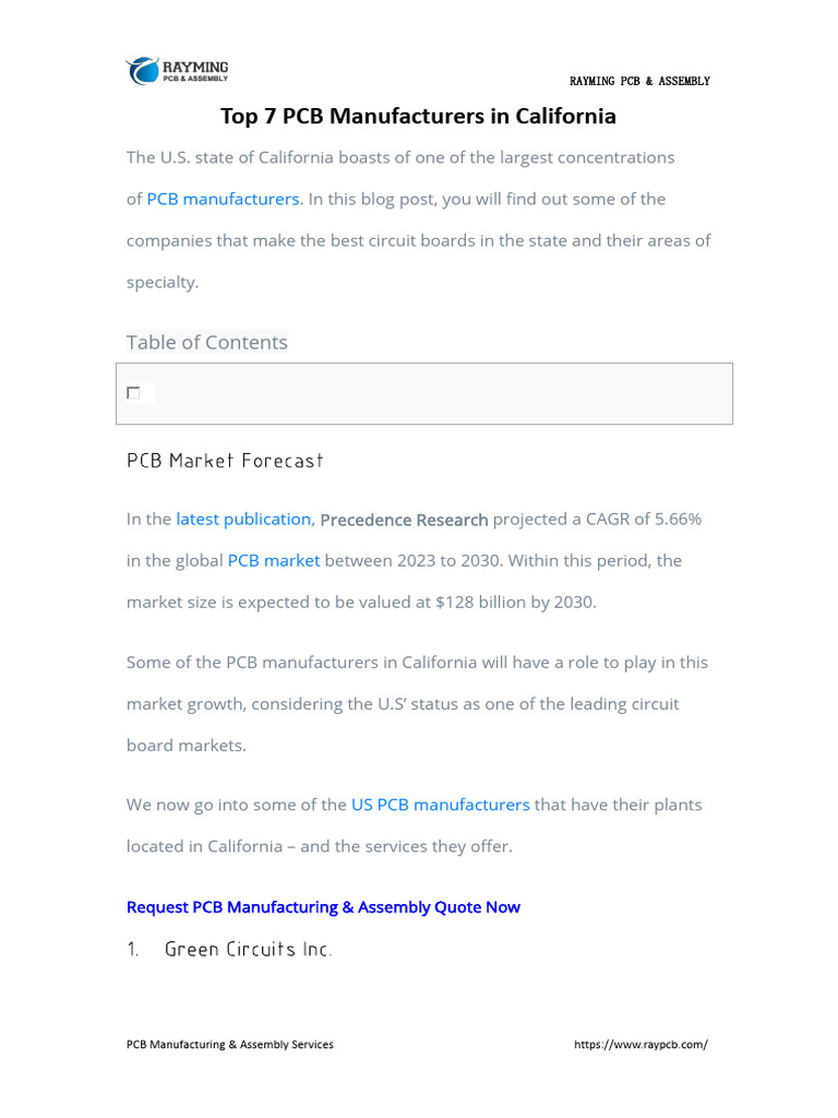Top 7 PCB Manufacturers in California | PDF | Printed Circuit Board ...
