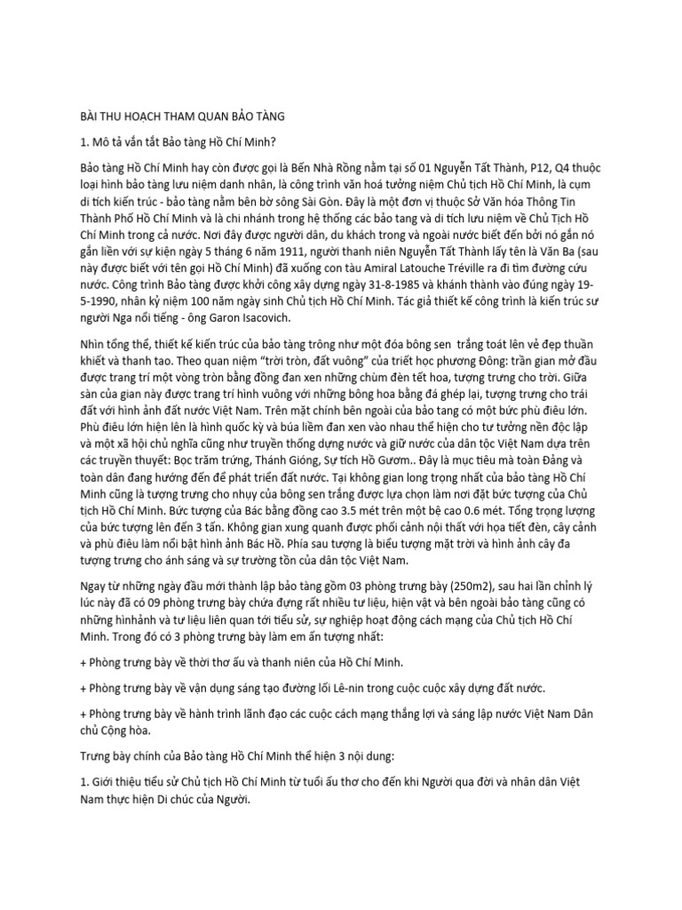 Bài Thu Ho CH Tham Quan B o Tàng | PDF